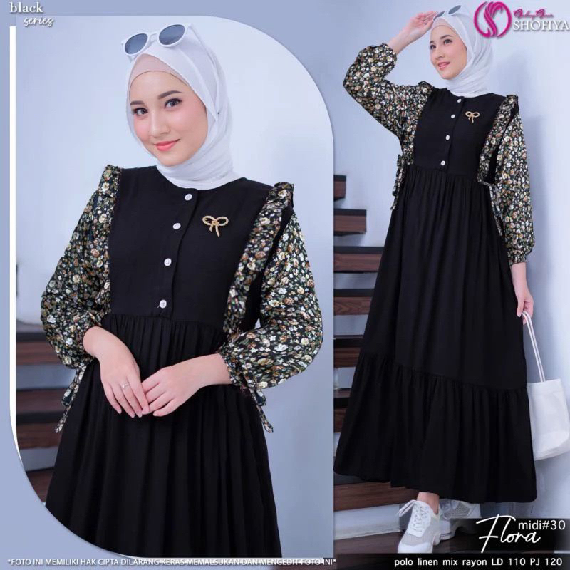 Jual GAMIS FLORA KOMBINASI BAHAN CRINGKEL AIRFLOW MIX RAYON MOTIF BUNGA ...