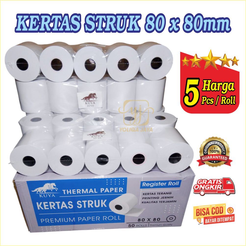 Jual KERTAS STRUK THERMAL EDC 80X80, Kertas Kasir Struk Paper Roll ...