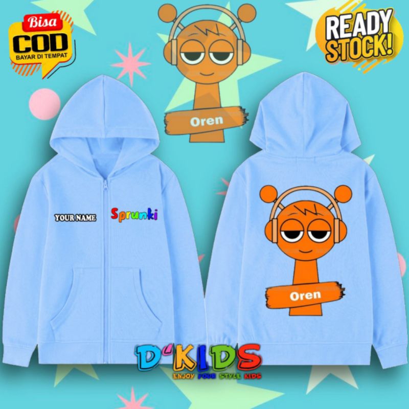 Jual Jaket Zipper Resleting Anak Sprunki Incredibok Karakter Oren ...