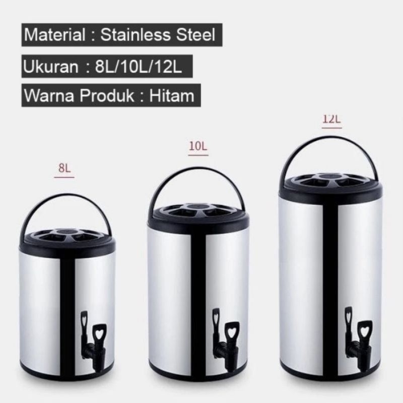 Jual Dispenser Air Dispenser Milk Tea Stainless Steel Termos Besar 8L ...
