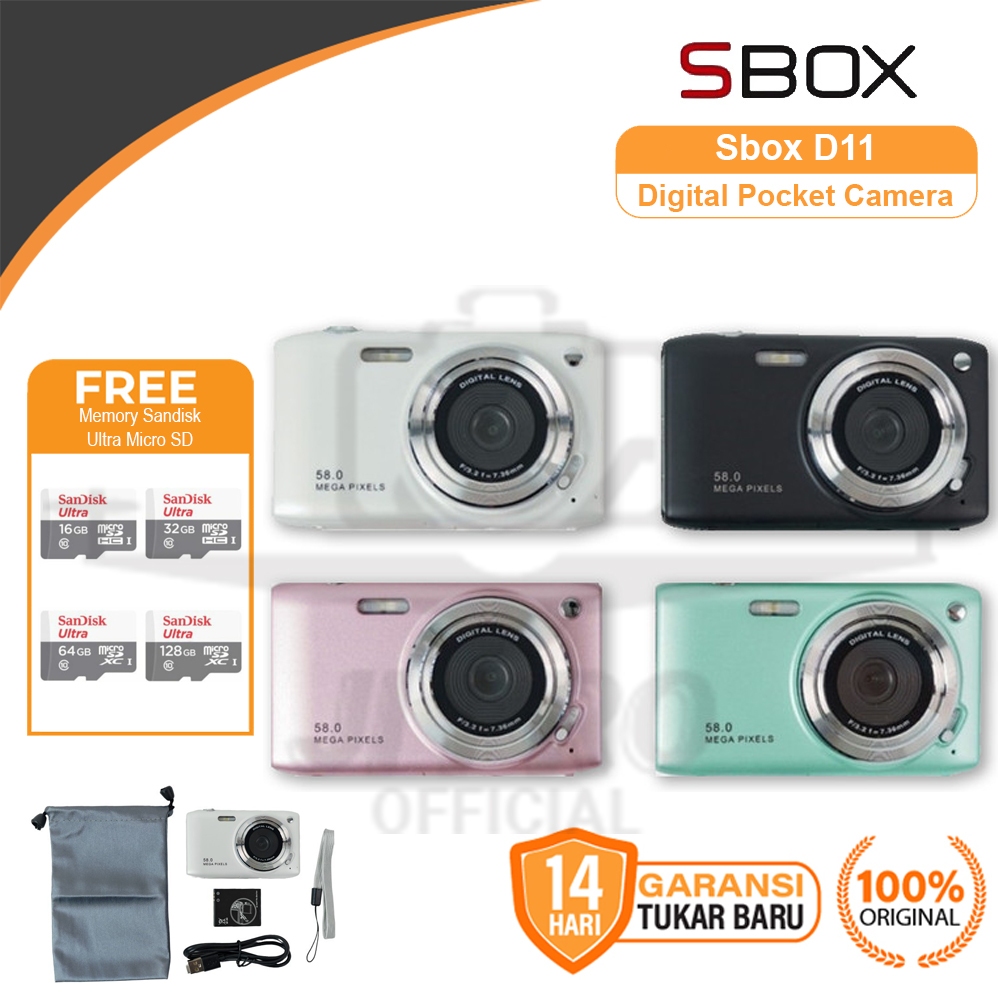 Jual Sbox D11 Digital Pocket Camera with 16x Zoom Kamera Saku D 11 Garansi Resmi | Shopee Indonesia