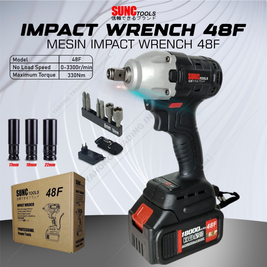 Jual SUNC 48F CORDLESS IMPACT WRENCH SUNC TOOLS BRUSHLESS 48V | JLD 48s | Shopee Indonesia