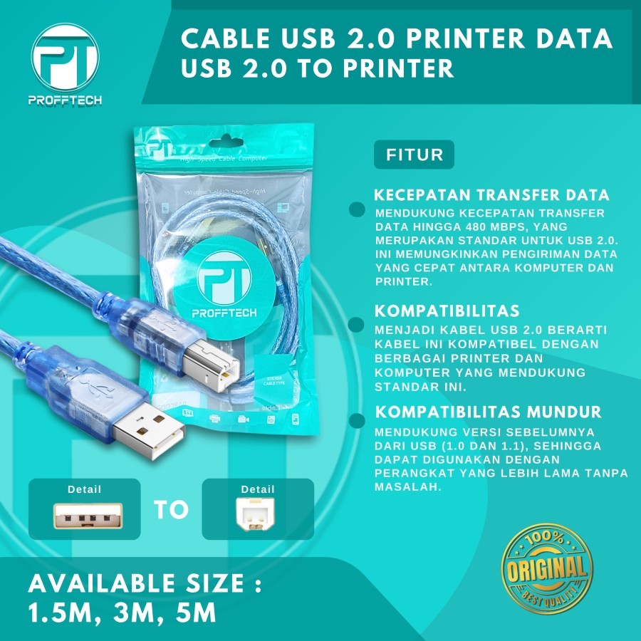 Jual Kabel Usb Printer 3 Meter Quality Bagus | Shopee Indonesia