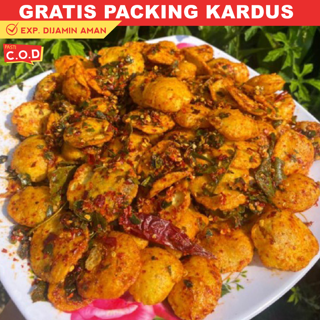 Jual COD Snack keripik combring combro kering pedas daun jeruk 500 gram ...