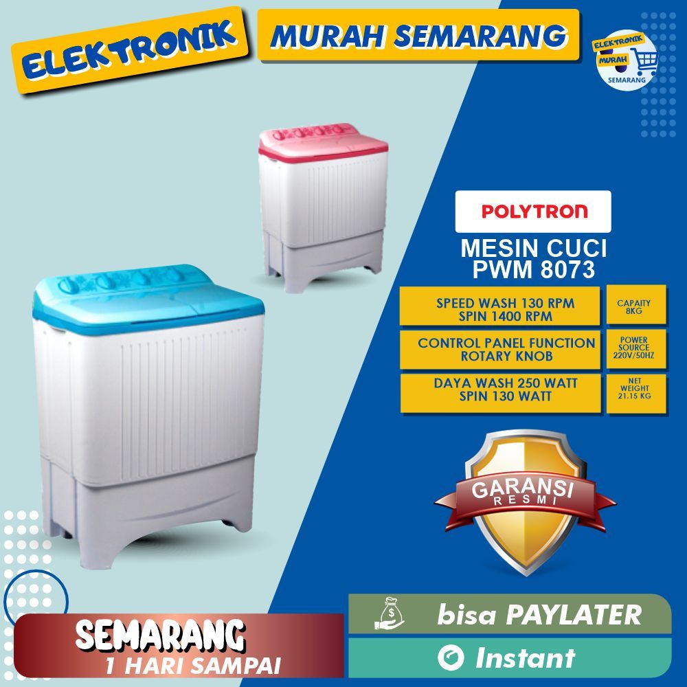 Jual POLYTRON Mesin Cuci 2 Tabung Giant Series 8 KG - PWM 8073 P // PWM ...
