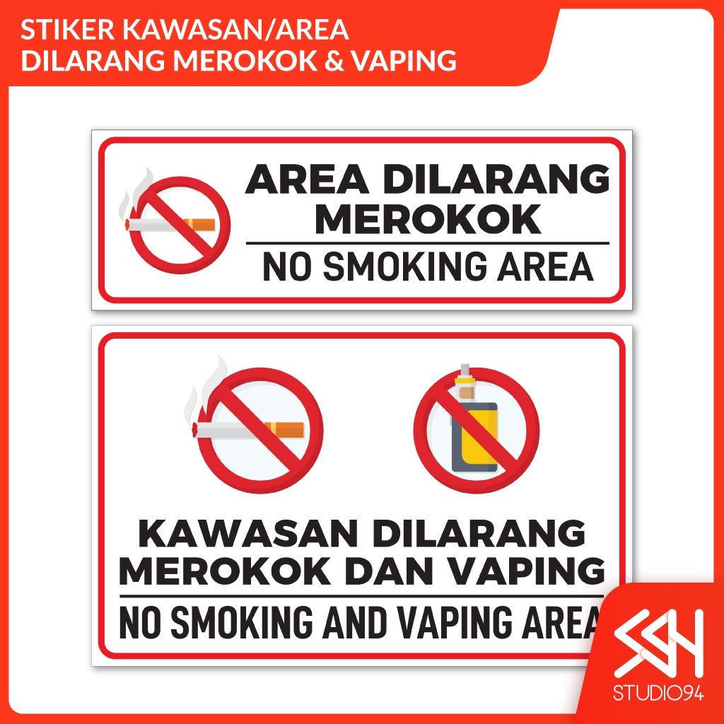 Jual Stiker Peringatan | Sticker Penunjuk | DILARANG MEROKOK DAN VAPE ...