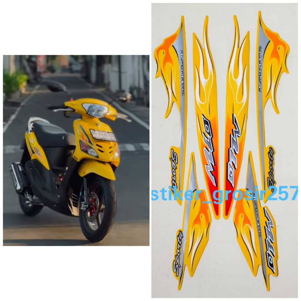 Jual STIKER STRIPING LIS LES BODY YAMAHA MIO API SPORTY 2006 KUNING ...