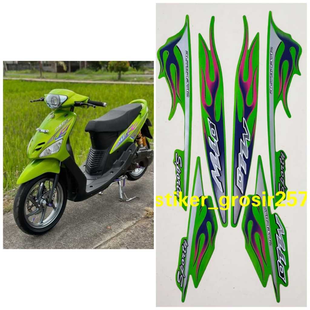 Jual STIKER STRIPING LIS LES BODY YAMAHA MIO API SPORTY 2006 HIJAU ...