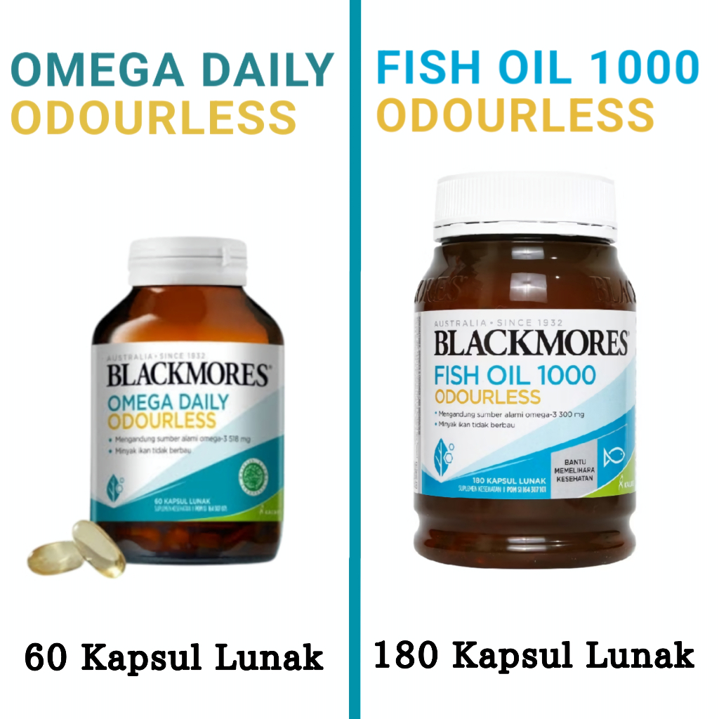 Jual BLACKMORES ODOURLESS FISH OIL 1000/ 180 TABLET/CAPSUL OMEGA 3 ...
