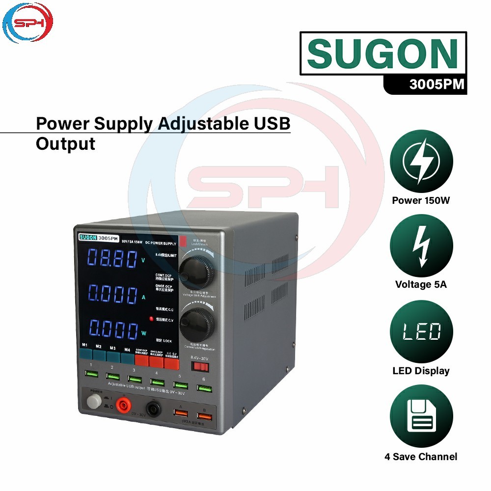 Jual SUGON 3005PM Digital Power Supply Catu Daya 30V/5A 4 Save Channel ...