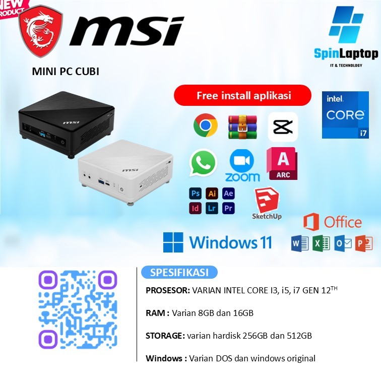 Jual Mini PC MSI Cube 5 intel core i7 1255u Ram 16GB ssd 1TB Baru ...