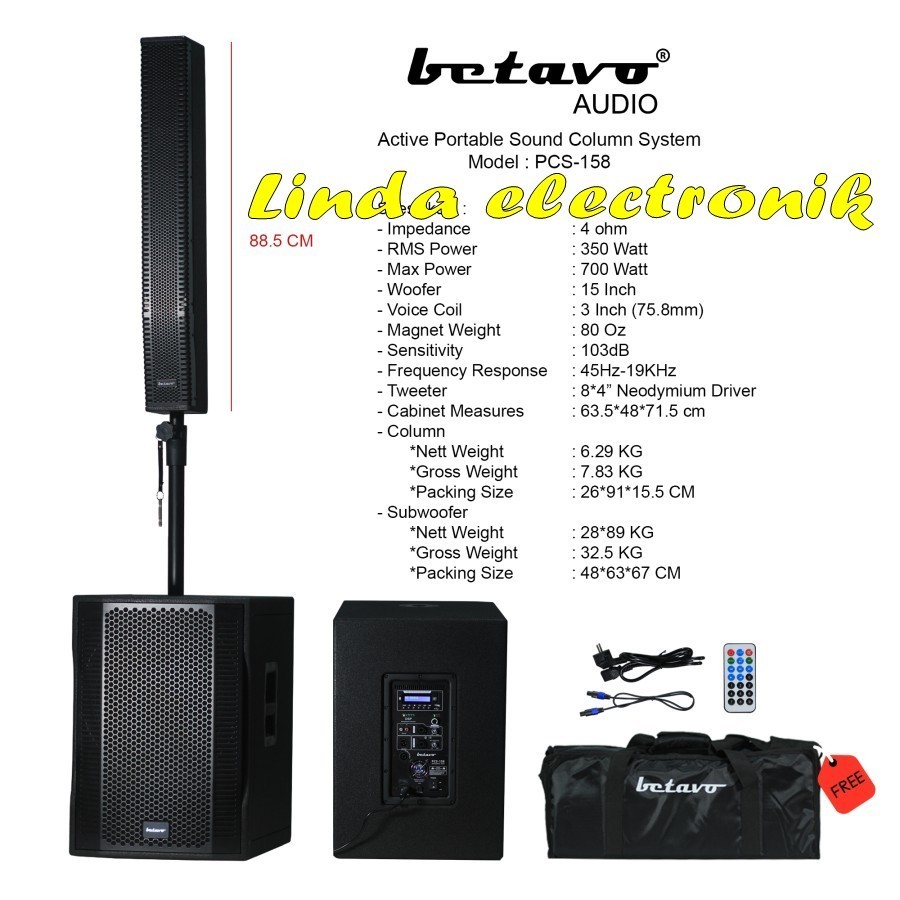 Jual speaker Active satelit Portable Sound Column System Betavo pcs158 ...