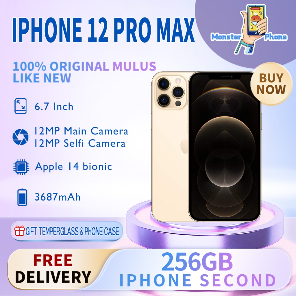 Jual iPhone 12 Pro Max 256GB Fullset Second Original100% 5G EX-INTER OLED-Original Mulus Normal ...