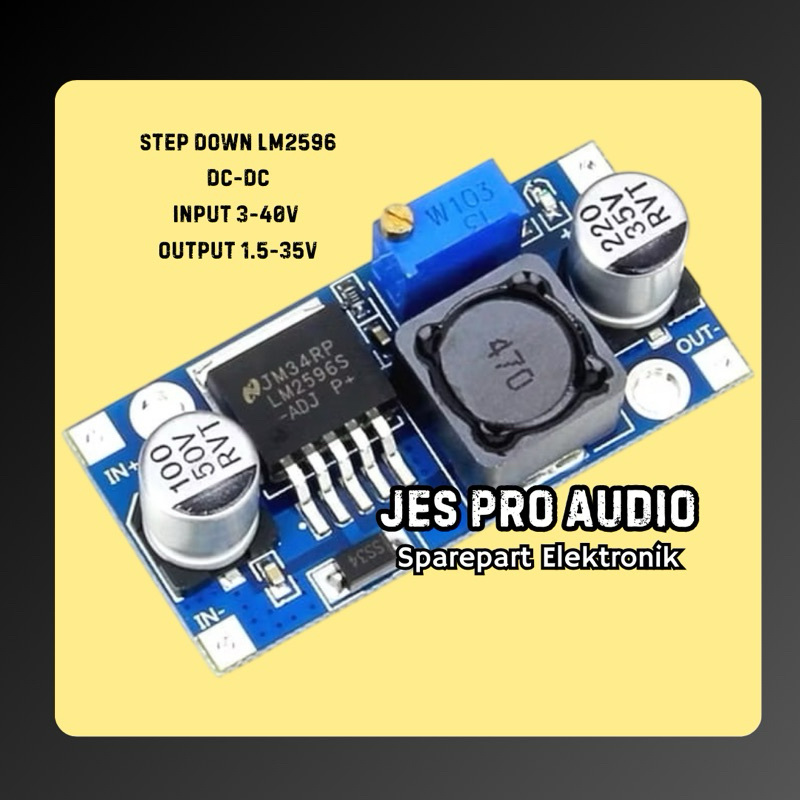 Jual LM2596 adjustable DC-DC step down module ultra compact input 3-40V ...
