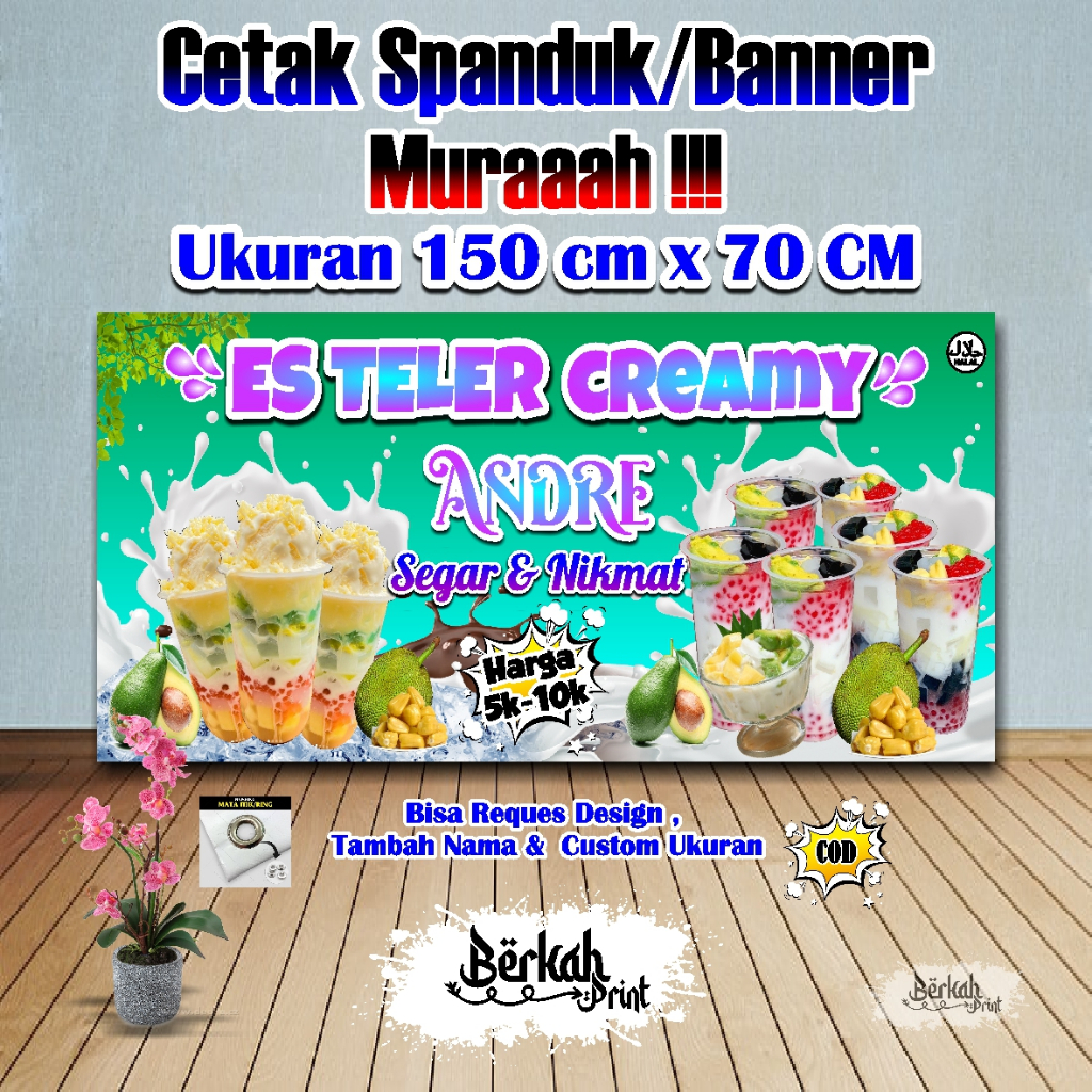 Jual Spanduk Banner Es Teler Ukuran 150 cm x 70 cm | Shopee Indonesia