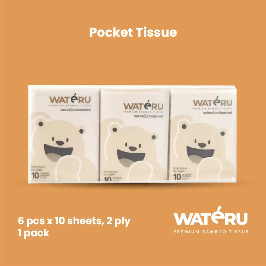 Jual Wateru Premium Bamboo Tissue / Tisu Bambu - Pocket 6x10sheets (1 ...