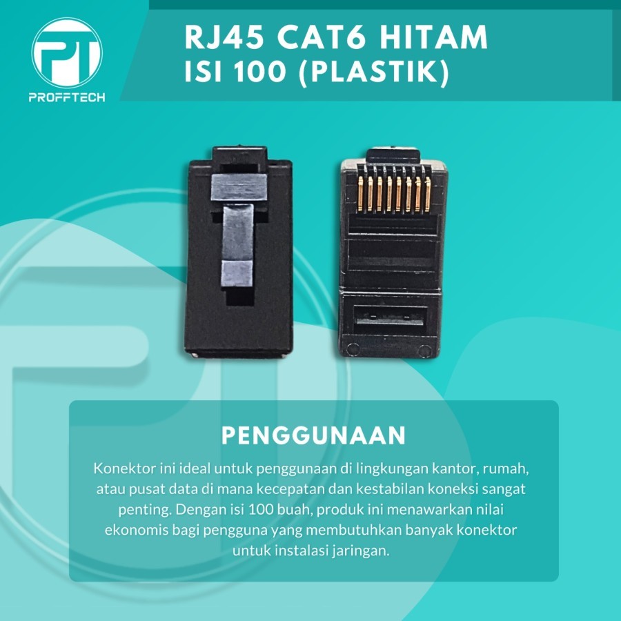 Jual RJ45 CAT6 HITAM Isi 100 (Plastik), Original Profftech | Shopee ...