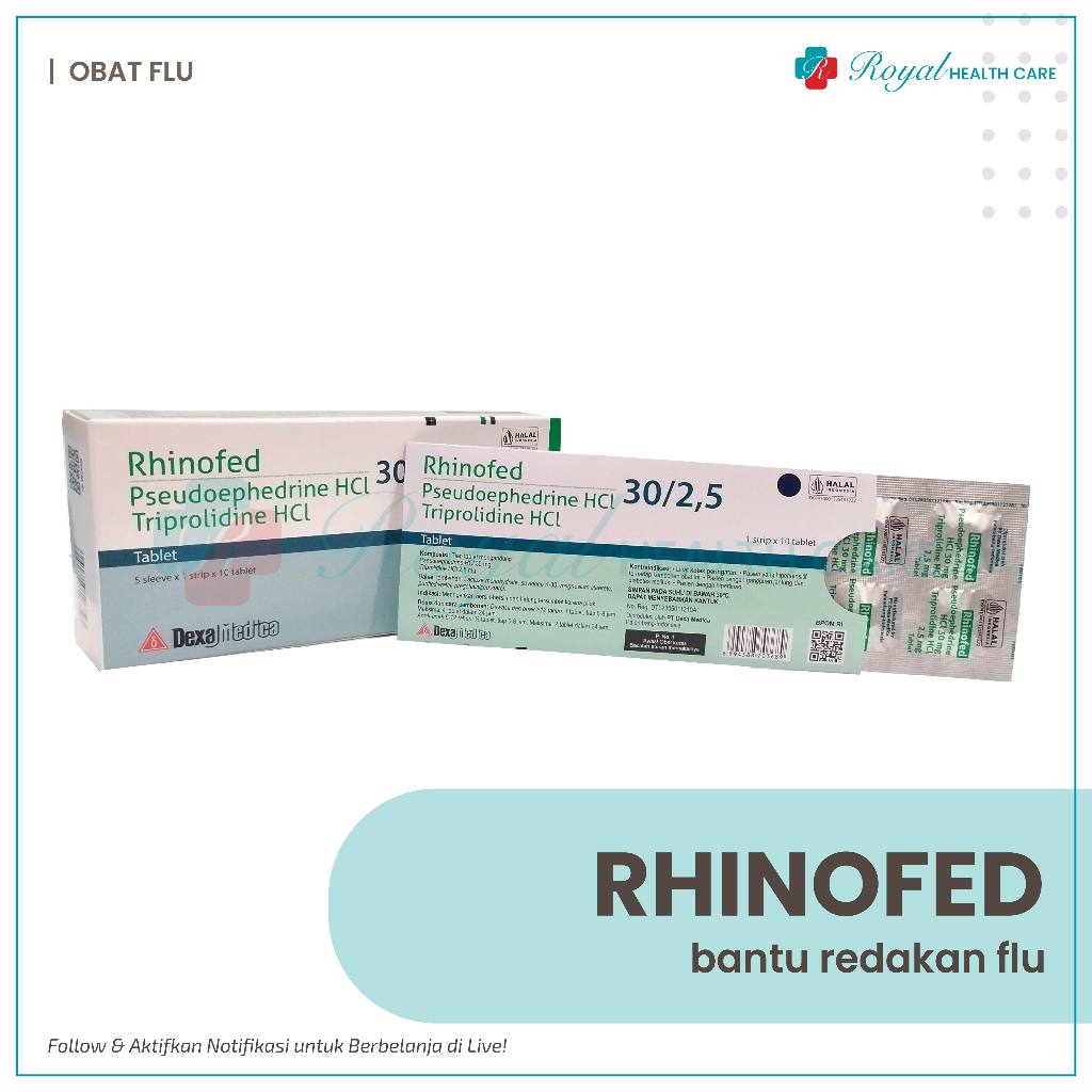 Jual RHINOFED 30 MG TABLET, Untuk Meringankan Gejala Influenza | Shopee ...