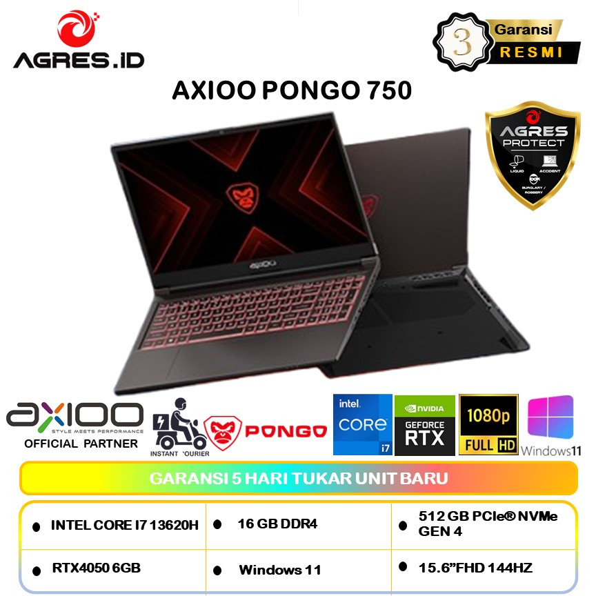 Jual Axioo Pongo 750 I7 13620H RTX4050 6GB/ 16GB 512GB Windows11 15 ...