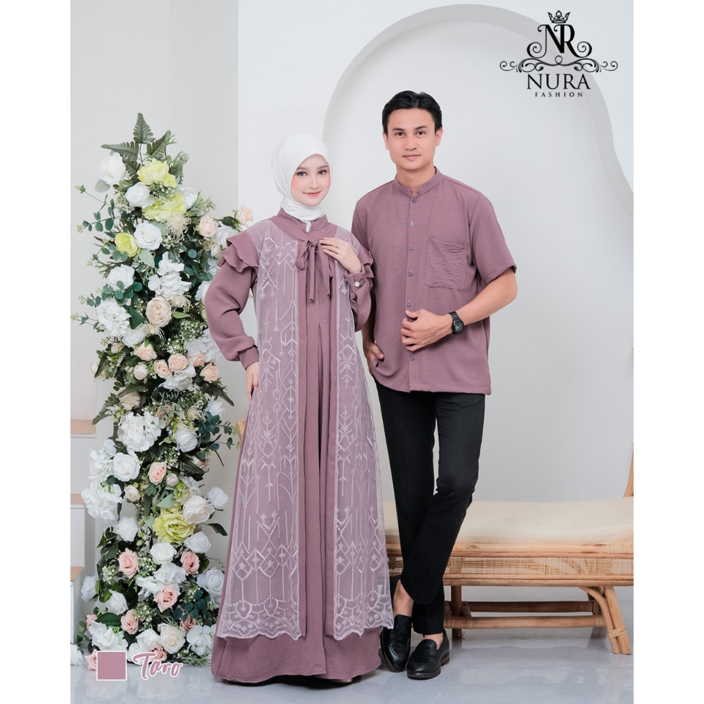 Jual Gamis Couple Crinkle Brukat Bordir 2025 | Baju Muslim Kondangan & Lebaran | Set Gamis Koko ...