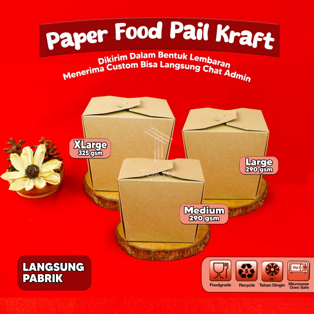 Jual PAPER FOOD PAIL /RICE BOX PAPER/FOOD PAIL BOX MEDIUM/LARGE ...