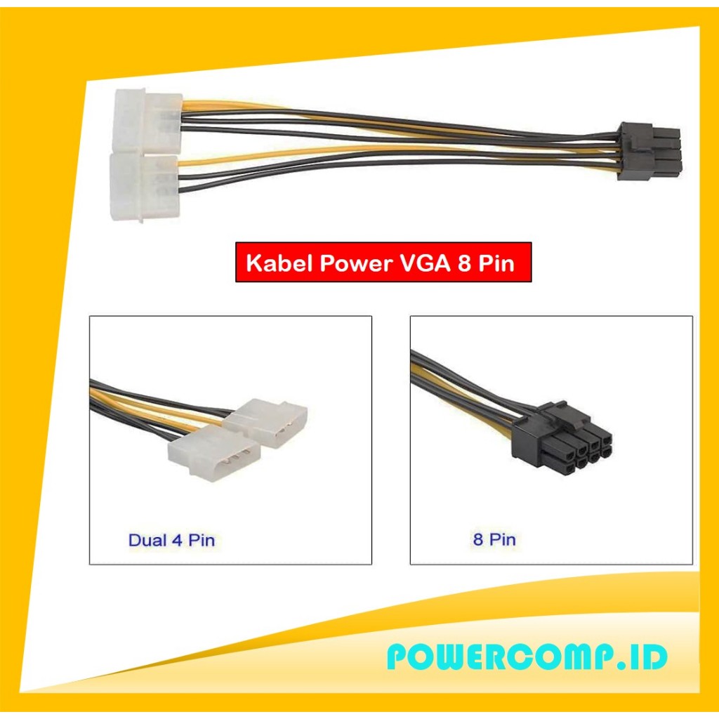 Jual Kabel Power 4Pin Molex Male to 8Pin PCI-E Male Graphics Card Power ...