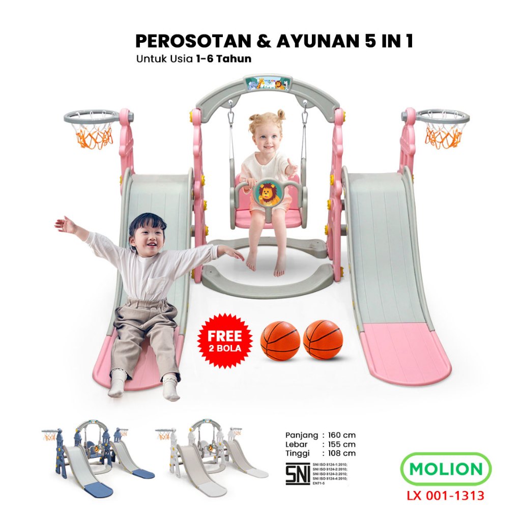 Jual MOLION SNI Prosotan Seluncuran 5in1 Swing Double Slide HDPE Mainan ...