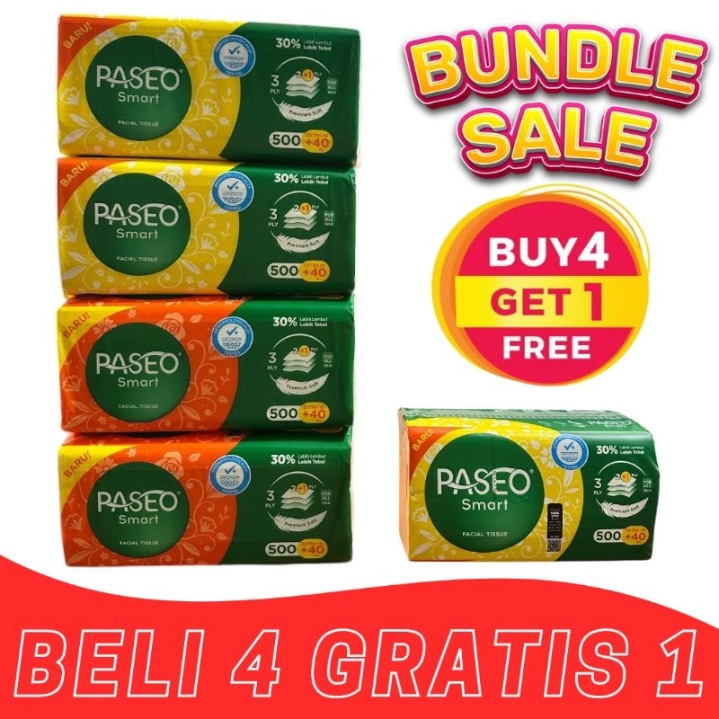 Jual [ PAKET BUNDLE ] TISU PASEO SMART FACIAL TISSUE 540 SHEETS 3 PLY ...