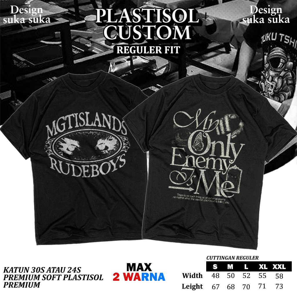 Jual KAOS SABLON PLASTISOL CUSTOM (SABLON MANUAL) SATUAN COTTON COMBED 24S PREMIUM SOFT CUSTOM ...