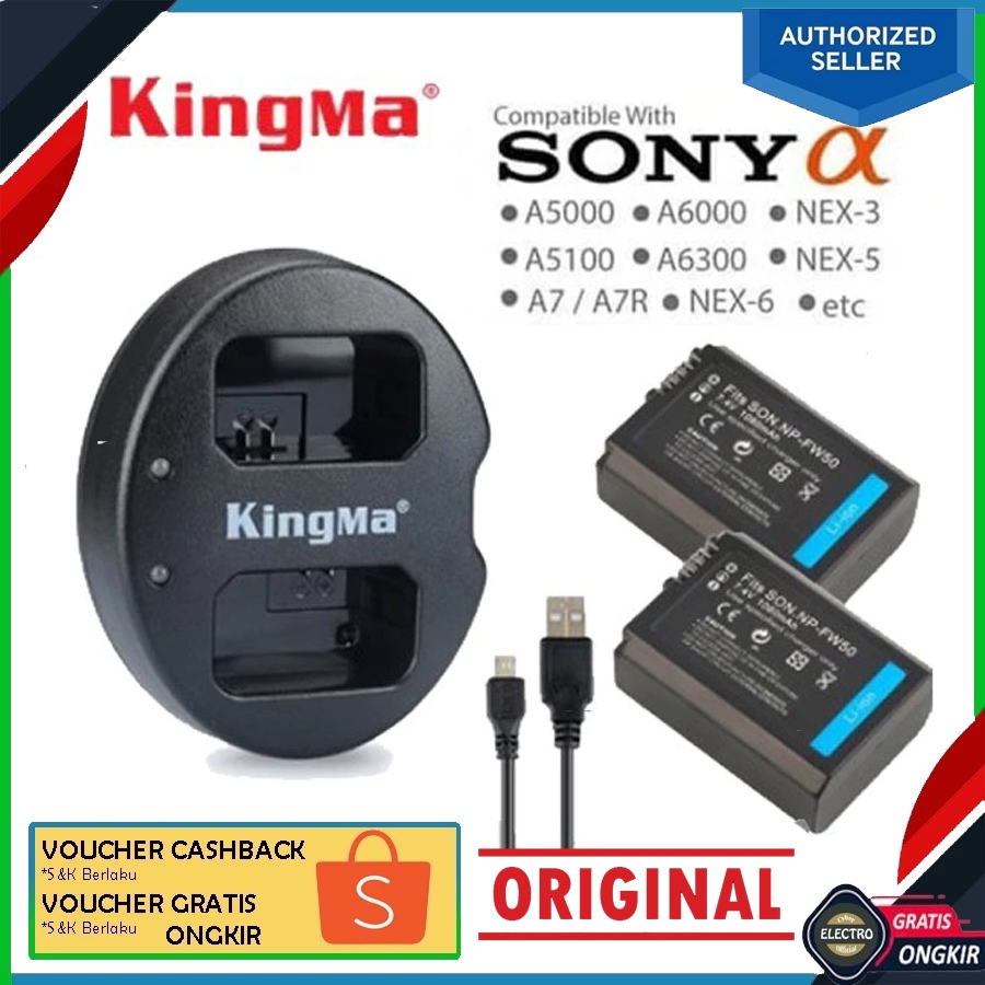 Jual KingMa Charger+Dual Batere Baterai Battery NP-FW50 for Sony A6000 ...