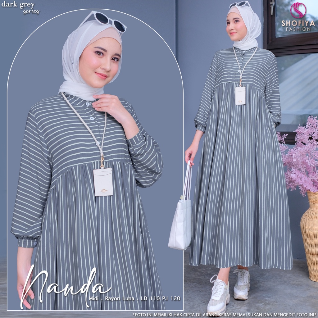 Jual [MADINA] NEW MIDI DRESS 2025 By SHOFIYA Original Teta - Nanda - Grisha - Nindy Buat ...