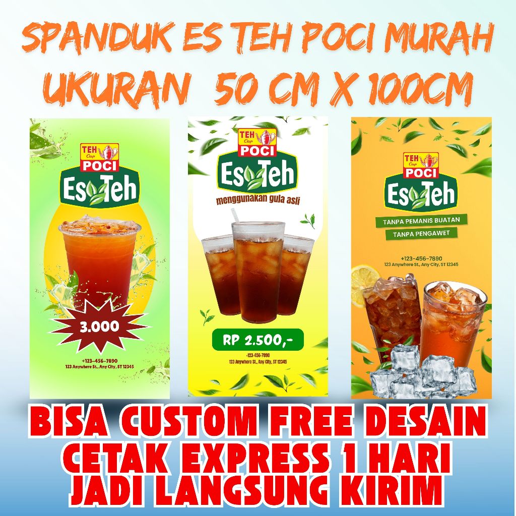 Jual Cetak Spanduk Banner Es Teh Poci ukuran 50 x 100 cm free desain ...