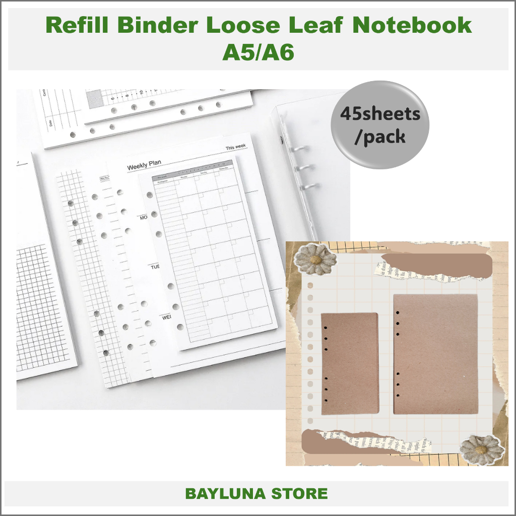 Jual Bayluna Refill Binder A5/A6 45sheets Loose Leaf Notebook Refill ...