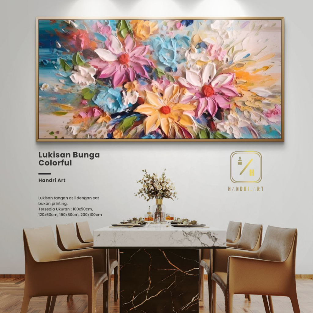 Jual Lukisan Abstrak Bunga Realis Timbul full Texture. Lukisan Bunga ...