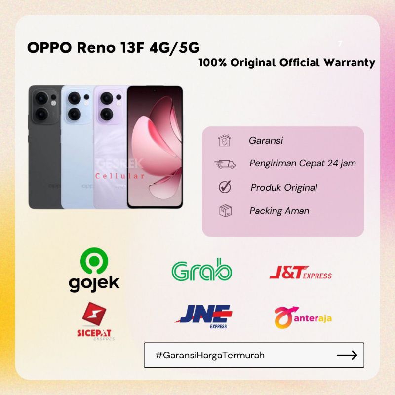 Jual OPPO Reno 13F 4G 5G 8/256GB 12/256GB - Garansi RESMI | Shopee Indonesia