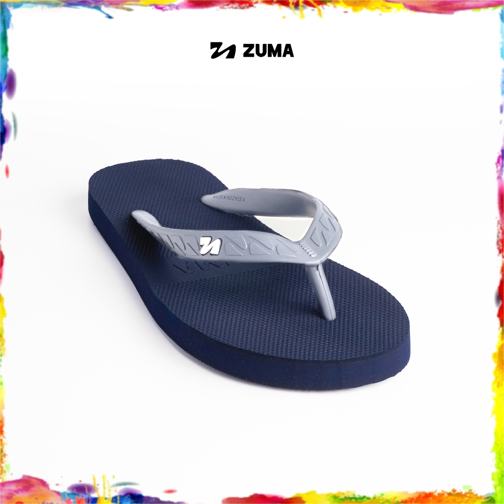 Jual Zuma Men Classic 24/Sandal Jepit Sandal Karet Pria - Navy Grey ...