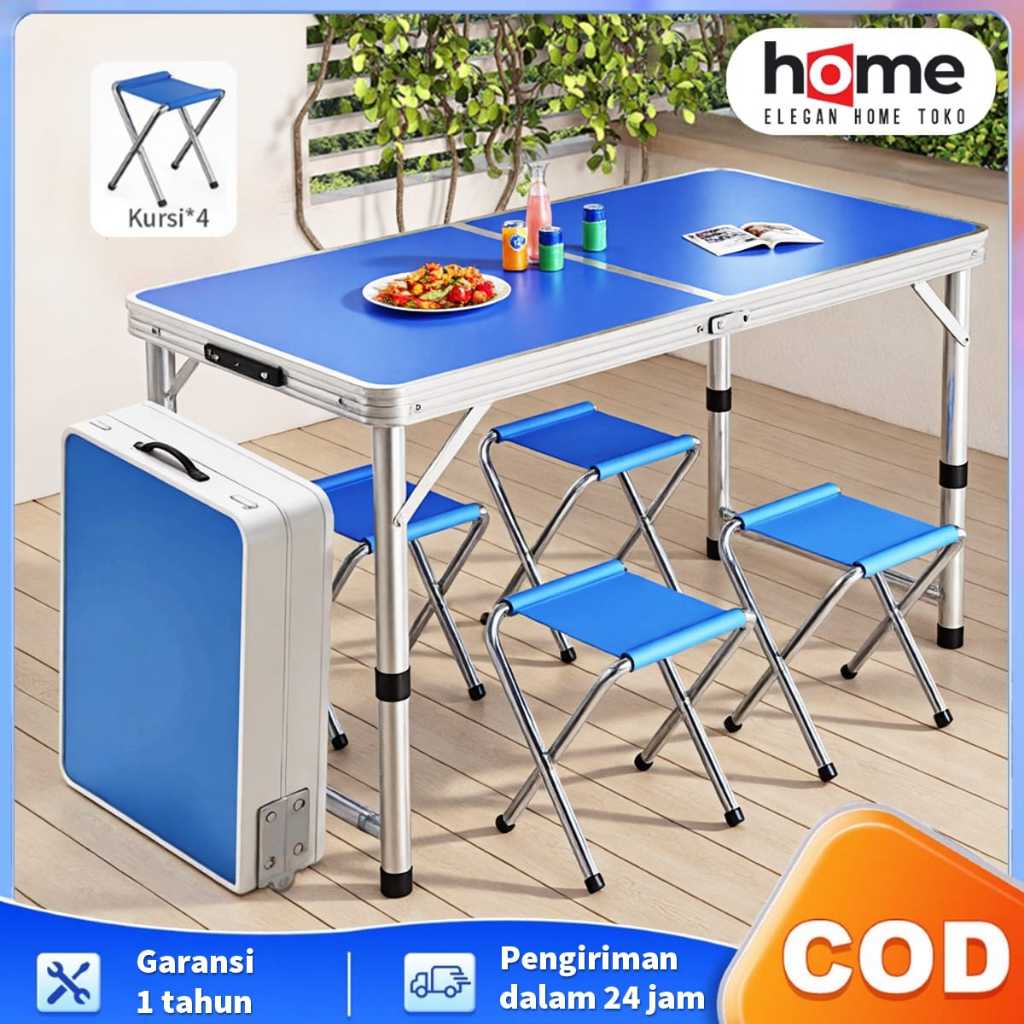 Jual E.Home Meja Lipat Koper 4 Kursi, Meja Lipat Meja Koper Aluminium ...