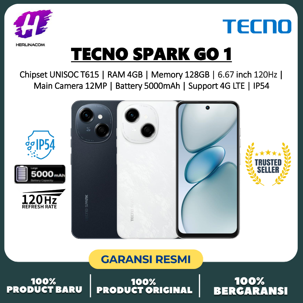 Jual TECNO Spark Go 1 4/128GB Unisoc T615 6.67 inch 120Hz Camera 13MP 5000mAh Garansi Resmi ...