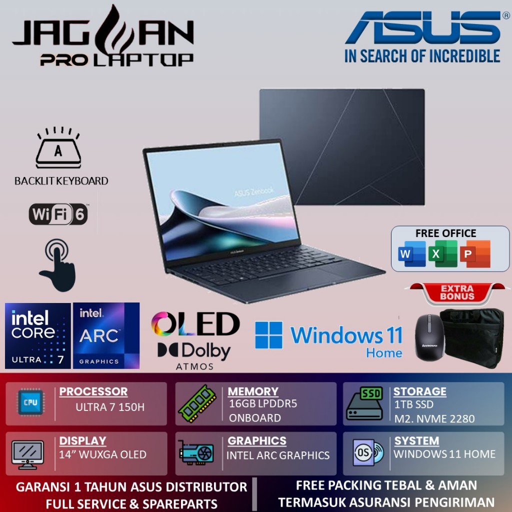 Jual Laptop Asus Zenbook 14 Q425MA Intel Ultra 7 155H 16GB DDR5 1TB SSD ...