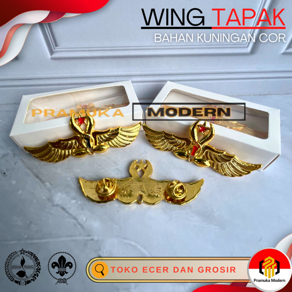 Jual Wing pramuka tapak kaki merah & hitam wings premium bahan kuningan ...