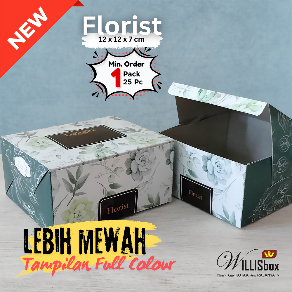Jual Snack Box 12x12x7 FLORIST (Motif) / Kotak Kue, Kotak Snack, Snack ...