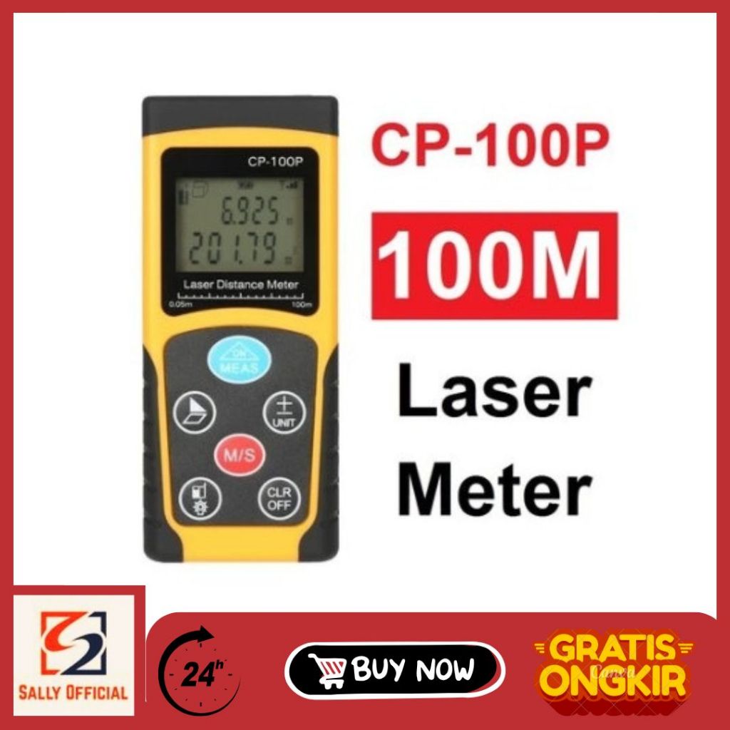 Jual CP-100 Laser Meteran Distance Meter Alat Ukur Jarak Meteran Digital LCD 100 Meter 100M CP ...