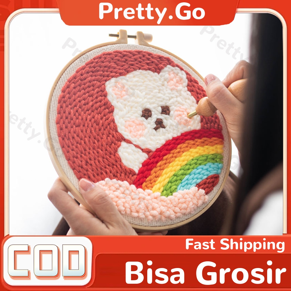 Jual DIY Paket Sulam Tangan Set / Punch Needle Embroidery Kit Lengkap ...