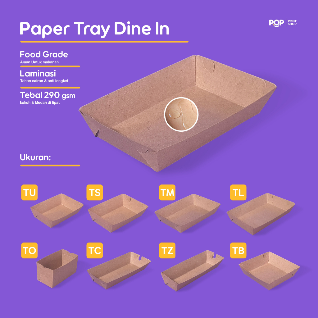 Jual Paper Tray | Piring Kertas Dine in | Tebal 290gsm Laminasi Anti ...