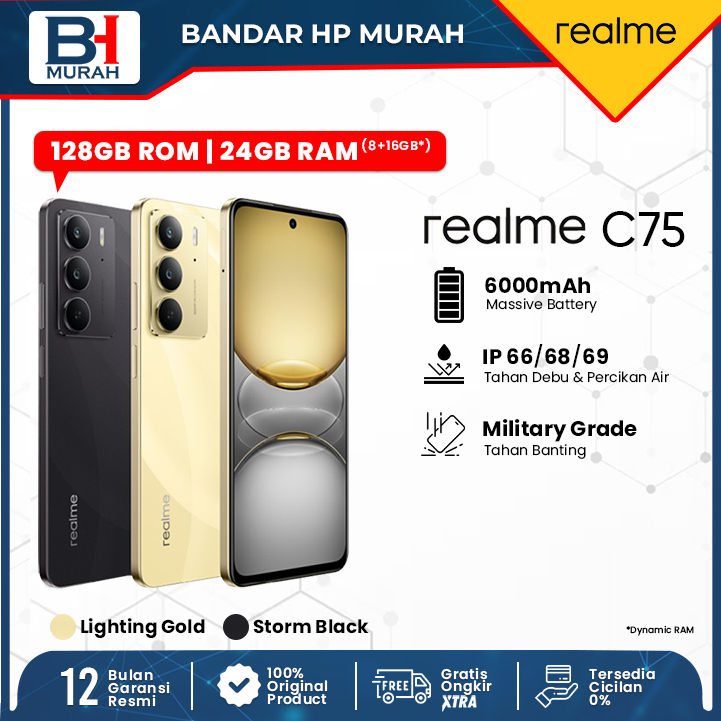 Jual realme C75 8GB+16GB* / 128GB (IP66/68/69 Dust Water Resistance | Grade Shock Resistance ...