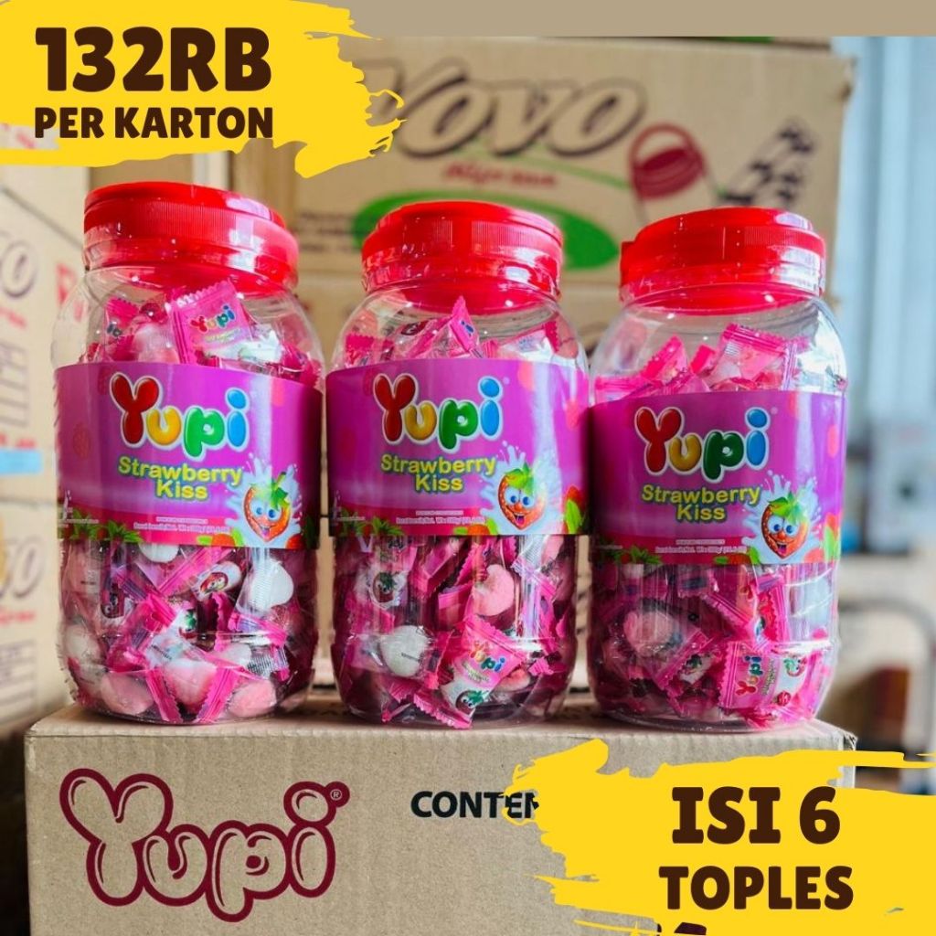 Jual PERMEN YUPI TOPLES STRAWBERRY KISS, ISI 6 TOPLES PER KARTON ...