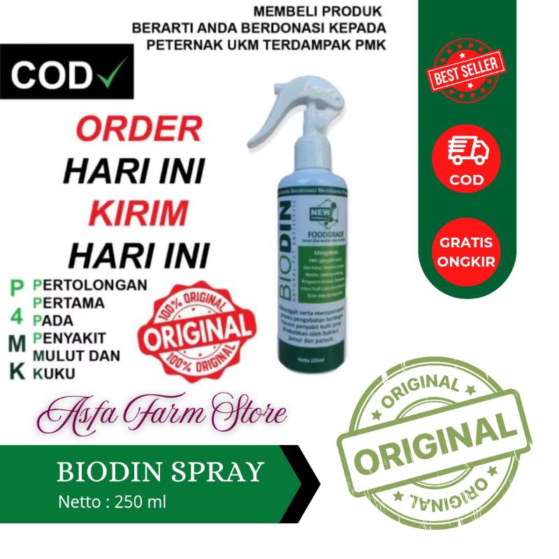 Jual BIODIN SPRAY Antiseptik PMK Sapi Obat Jamur Scabies Demodex Luka ...