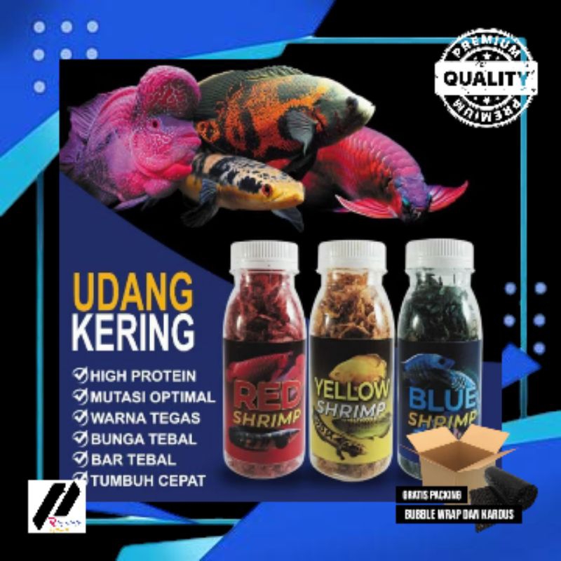 Jual Udang kering blue red yellow / udang kering / pakan chana / pakan ...
