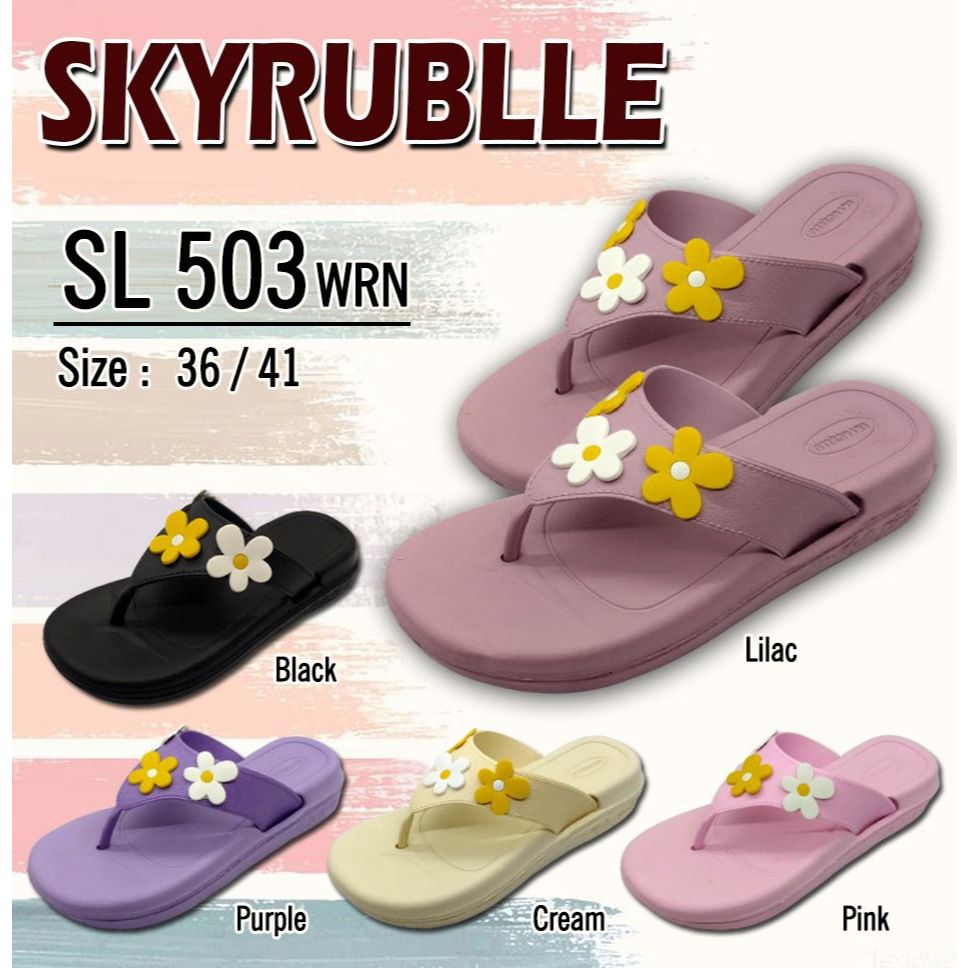 Jual (SIZE 36-41) SANDAL JEPIT WANITA MOTIF BUNGA DAISY | SL 503 ...