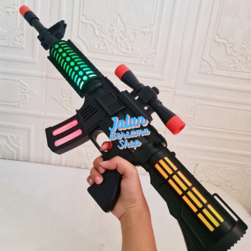 Jual Mainan Anak Cowok Pistol Pistul Tembak Tembakan Laser Gun Nyala Lampu Musik Suara | Shopee ...